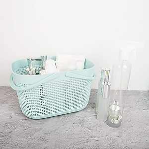 UUJOLY Plastic Organizer Storage Baskets with Handles, Shower Caddy Bins Organizer for Bathroom and kitchen (Blue)