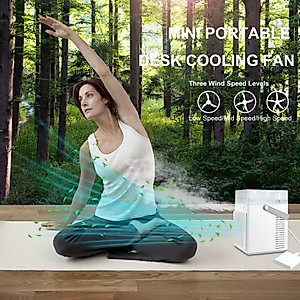Portable Air Conditioner Fan Personal Air Conditioner Mini Evaporative Portable Personal Air Cooler with 3 Speeds USB-C Portable Evaporative Cooler with 7 Colors Light & 6 Ice Boxes for Bedroom Office