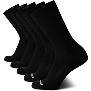 Reebok Men's Cushioned Comfort Athletic Performance High Crew Socks (5 Pack), Size 6-12.5, Charcoal Black