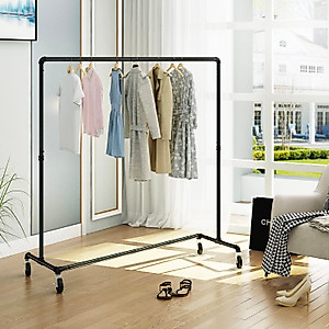 GREENSTELL Clothes Rack, Z Base Garment Rack, Industrial Pipe Clothing Rack on Wheels with Brakes, Commercial Grade Heavy Duty Sturdy Metal Rolling Clothing Coat Rack Holder 2 Packs (59x24x63 inch)