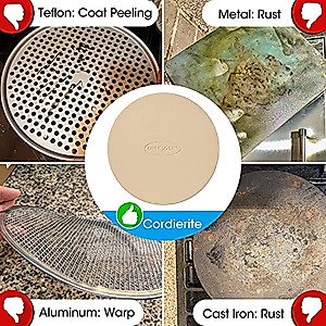 Unicook 16 Inch Round Pizza Baking Stone, Heavy Duty Cordierite Pizza Stone for Oven and Grill, Thermal Shock Resistant, Ideal for Baking Crisp Crust Pizza, Bread and More, Includes Scraper