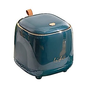 GRACMI Mini Trash Can with Lid , Tabletop Trash Can, Press-Type Plastic Trash Bin for Bathroom,Office,Kitchen,Bedroom,Desk,Coffee Table(Dark Green)