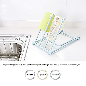 LEILIN Folding Kitchen Bathroom Towel Rack ,Towel Stand ,Rag Rack Dish Washing Cloth Draining Organizer ,Towel Shelves Sponge Holder for Kitchen (Blue)