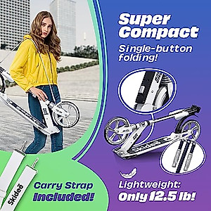 Scooter for Kids Ages 6-12 - Scooters for Teens 12 Years and Up - Adult Scooter with Anti-Shock Suspension - Scooter for Kids 8 Years and Up with 4 Adjustment Levels Handlebar Up to 41 Inches High