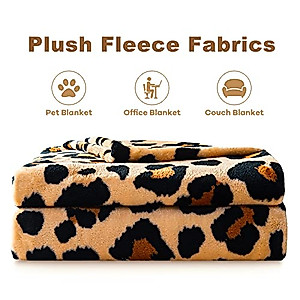 Hughapy Cheetah Blanket, Soft Flannel Leopard Print Blanket, Fleece Leisure Blanket for Bed Sofa Couch, Suitable Trip Picnic Lightweight Warm Decorative Blanket for All Seasons (Brown, 60 x 80 inches)