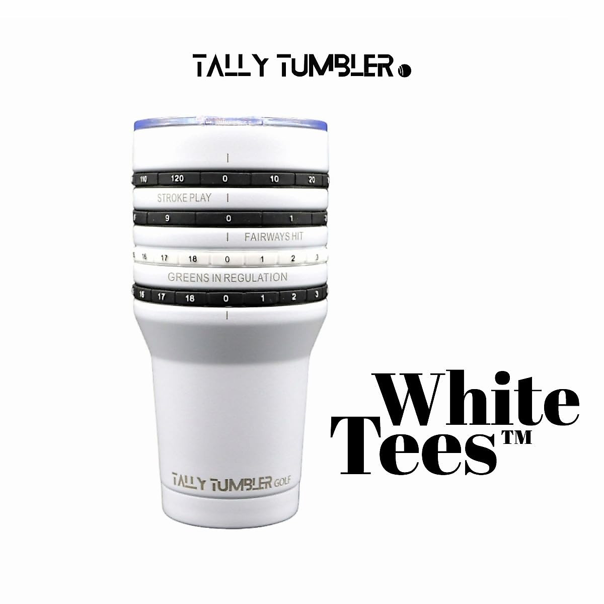 Tally Tumbler Golf Stainless Steel Cup, 30 oz Leak Proof Lid, Double Wall Insulation, Golf Tumbler with Score Keeping Counter used for strokes per hole, Greens in Regulation & Fairways Hit