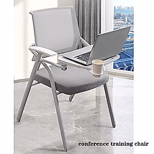 Office Products Foldable Office Conference Chair Training Chair with Writing Board Exam Chair Study Chair Mesh Chair with Armrests(Orange)