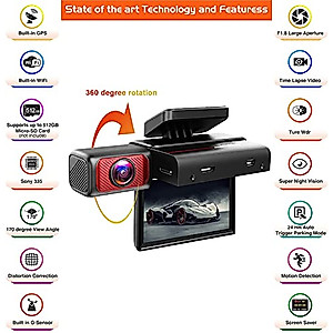 4K Dash Cam Built-in WiFi Front Dash Camera 3'' IPS Screen Car Driving Recorder 170°Wide Angle Dashboard Camera with Super Night Vision WDR G-Sensor Parking Monitor Loop Recording