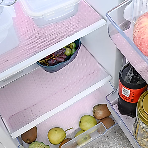 BOPART 8Pcs Refrigerator Liners Washable Fridge Shelf Liners Mats for Freezer Glass Shelves Kitchen Cabinets Cupboards Drawers (17.7" x 11.4", Pink)