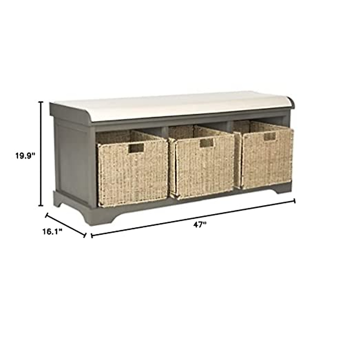 Safavieh American Homes Collection Lonan Grey and White Wicker Storage Bench, 0