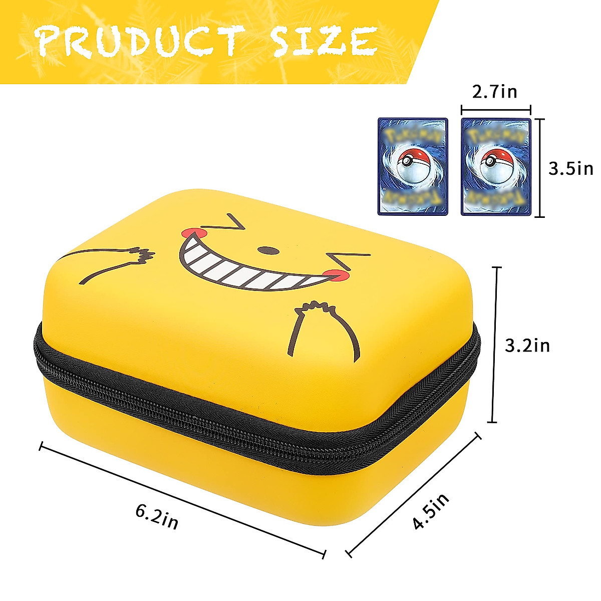 Minahao Cards Case Compatible With PM Trading Cards/Yugioh/ MTG Cards and all Card Games, Card Game Case Holds Up to 500 Cards. (Yellow)