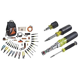 Klein Tools 80141 Hand Tools Kit includes Pliers, 41-Piece & 80019 Tool Set, Multi-Bit Screwdriver and Nut Driver Tool Kit, 28 Different Industrial Strength Bits and Sizes, 4-Piece