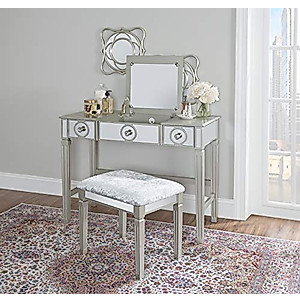 Linon Home Décor Vanity Set Silver