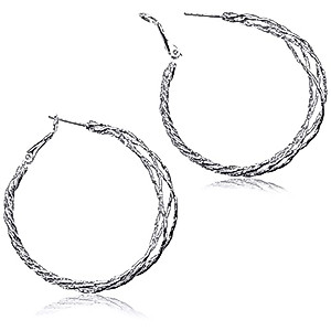 Guess Braided Silver Hoop Earrings