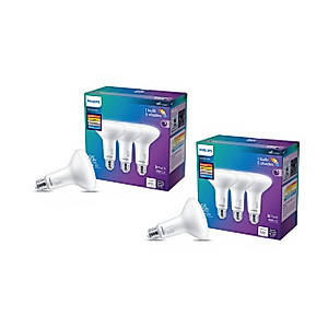 PHILIPS BR30 Dimmable LED Spotlight Bulbs - Flicker Free Light Bulb with EyeComfort Technology - Selectable White - E26 Base - 6 Pack