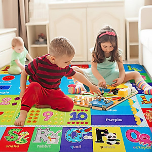 Kentaly Baby Play Mat Kids Rug for Floor, Playmat for Kids Toddlers Infant, Extra Large Thick Playtime Collection ABC, Numbers, Animals Educational Area Rugs for Playroom (59 x 39.4 Inch)