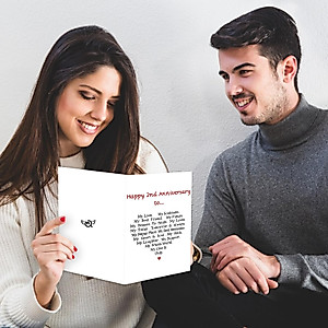 MQMRYeto Funny 2nd Anniversary Card For Men Women, Sweet 2 Year Wedding Anniversary Card Decoration For Husband Wife, Romantic Gifts Idea For Boyfriend Girlfriend Couple