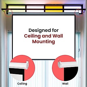 Pyle Manual Pull-Down Projector Screen - Universal 72-inch Roll-Down Retractable Manual Projection Screen w/ Auto-Locking, Adjustable Screen Height, Black Masking Border - 42.5" x 56.6" PRJSM7206
