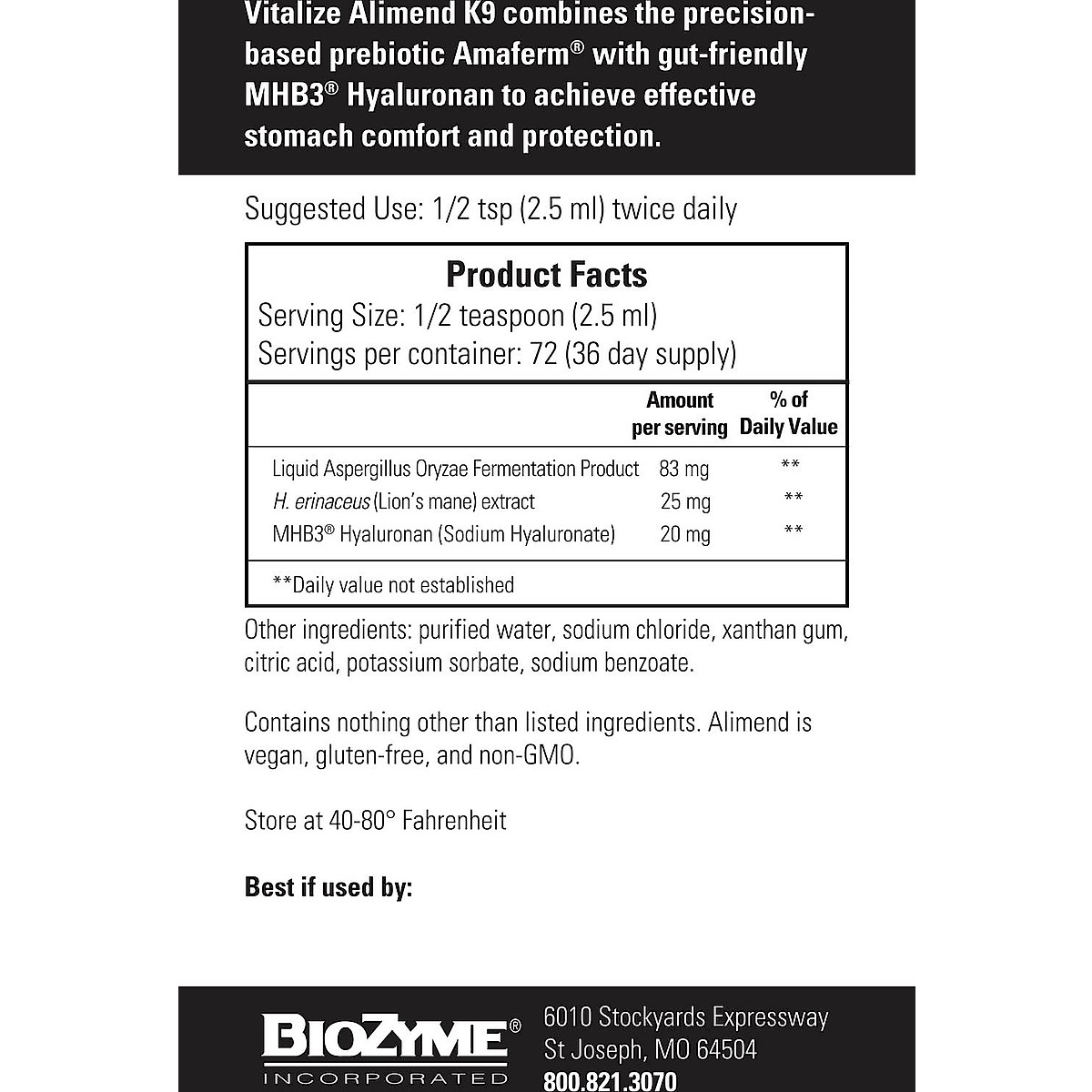 Vitalize Alimend K9 - Dog Upset Stomach Relief for Nausea, Vomiting & Diarrhea - 6 Oz