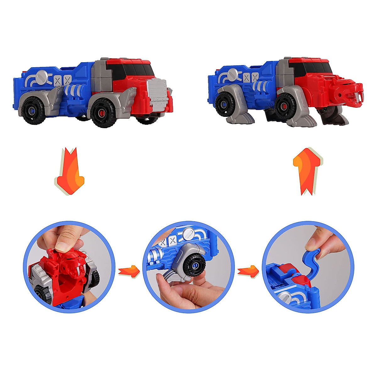 MIEBELY Transforming Toddler Robot Toys for 3 4 5 6 7 8 Year Old Boys – Lion Kids Magnetic STEM Action Figure, All in One Design Transforms in Vehicle, Animal, Robot, Kids Gifts for Birthday Christmas