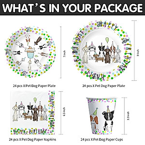 Xigejob Puppy Dog Birthday Party Supplies, Dog Party Decorations Tableware, Paper Plate, Cup, Napkin, Tablecloth, Cutlery, Straw, Puppy Dog Theme Birthday Baby Shower Decorations Dinnerware | Serve 24