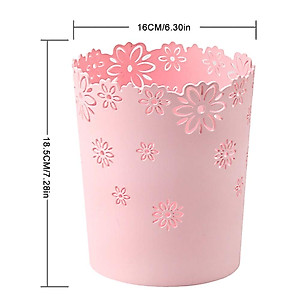 Emivery Hollow Flower Shape Plastic Lidless Wastepaper Baskets,Creative Trash Can,Wastebasket (Pink-Mini)