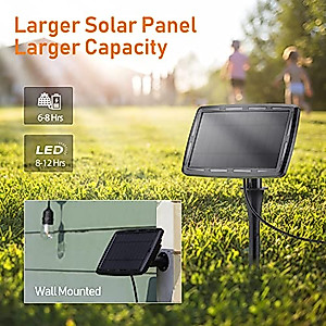 Solar String Lights Outdoor - 34FT 15 LED Patio Lights, USB & Solar Powered Outdoor String Lights with 4 Lighting Mode, IP65 Waterproof Garden String Lights for Outside Cafe Yard Bistro, Warm White