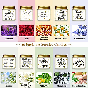 Roowest 10 Jars Christmas Thank You Candles Bulk 3.5 oz Thank You Gifts Bulk Soy Wax Jar Inspirational Candle Employee Appreciation Gifts for Coworkers Team Women Teacher(White,Polka Dot Style)