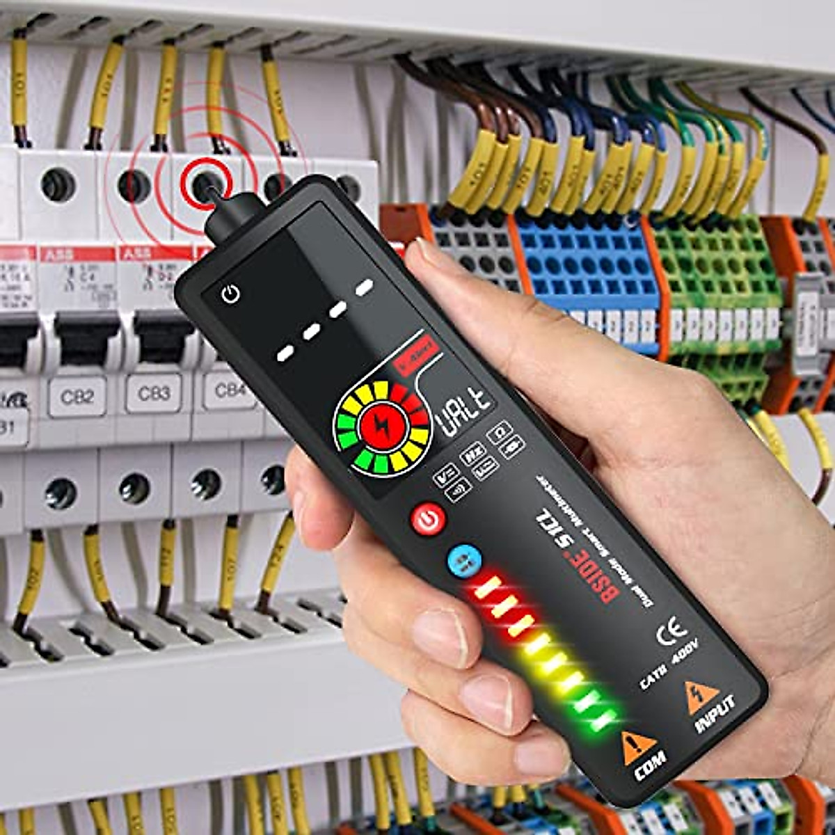 BSIDE Voltage Tester, Color LCD 3-Results Display AC Voltage Detector, Non-Contact with Adjustable Sensitivity, Integrated Multimeter, Dual Range Electric Voltage Sensor Pen with Protect Case