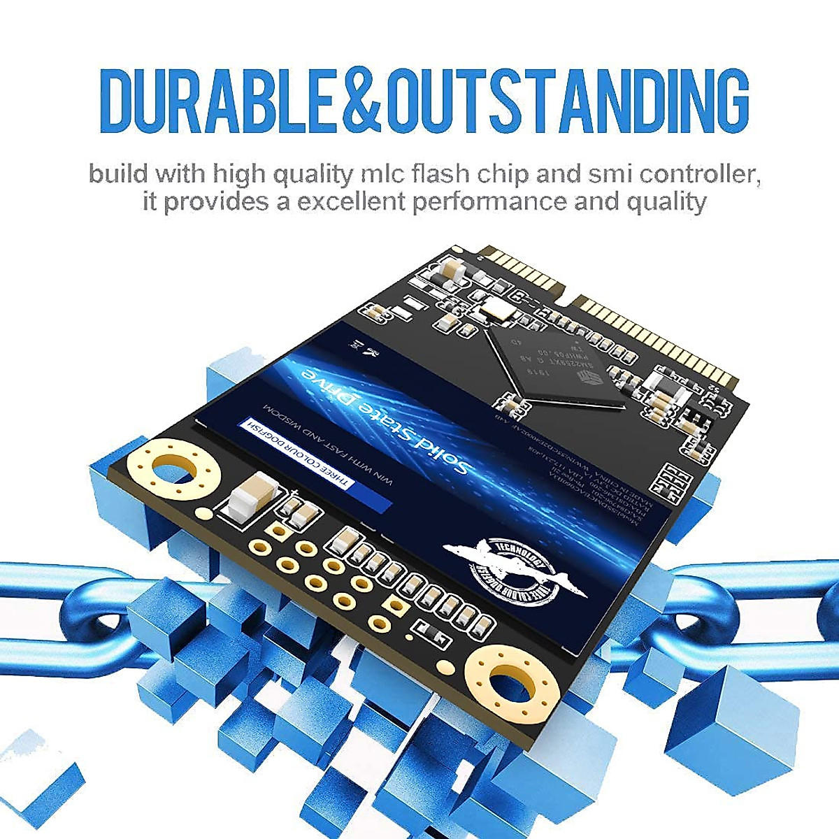 Dogfish mSATA SSD 256GB 3D NAND TLC SATA III 6 Gb/s, mSATA (30x50.9mm) Internal Solid State Drive - Compatible with Desktop PC Laptop - (MSATA 256GB)