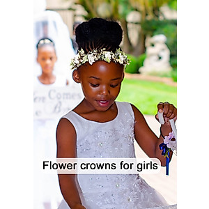 AWAYTR Leaf Flower Crown Garland Headpiece - Hair Floral Wreath Adjustable Flower Headbands for Bridal Wedding Festival Party Flower Leaves Crown (Cream white)