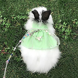 Rabbit Leash and Harness Set, Pet Rabbit Dress with Leash Breathable Small Animal Harness Vest Escape Proof Small Animals Bunny Harness and Leash Pet Costume for Rabbit