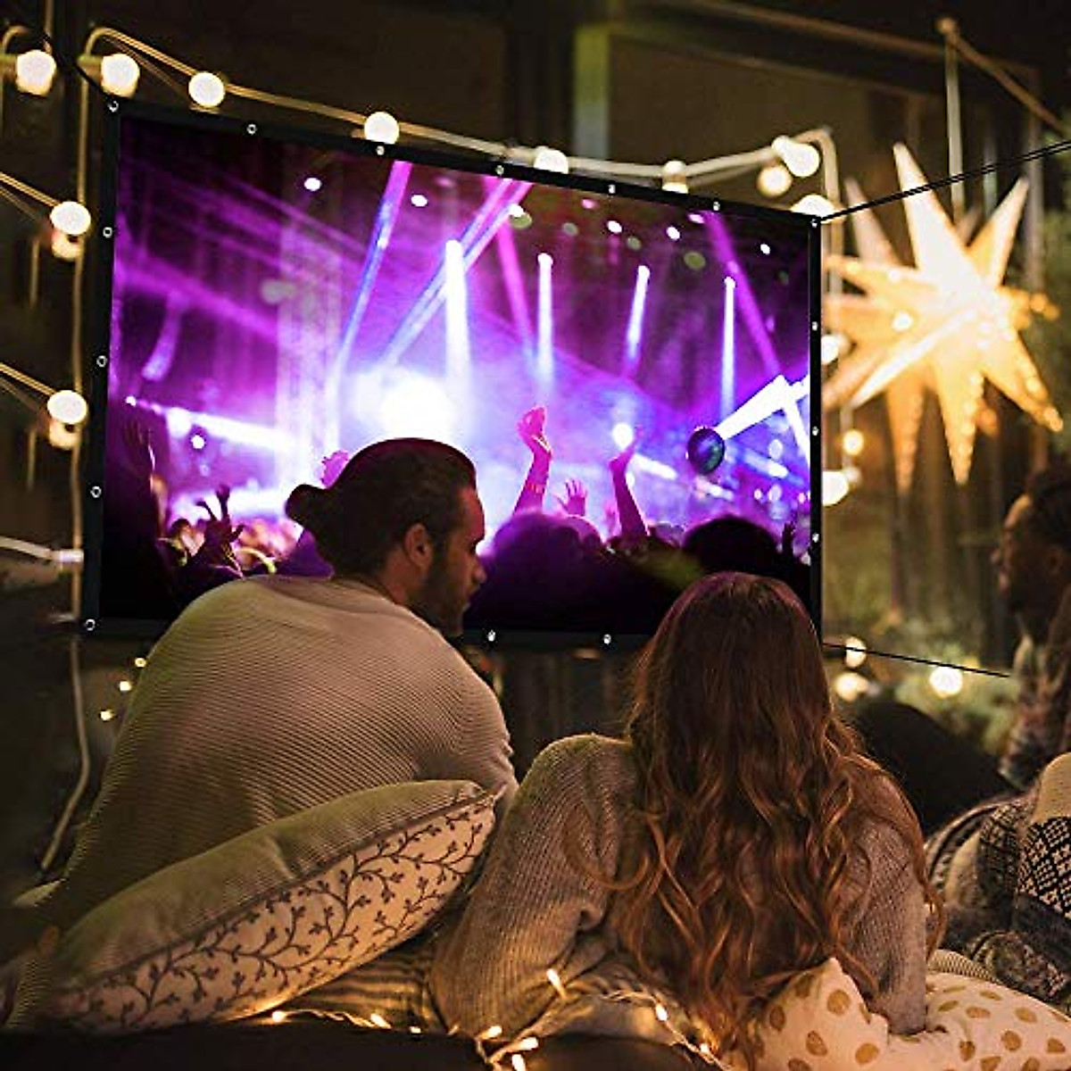 Projector Screen, KSAN 3-Layer Projector Screen 120 Inch, Portable Moive Projection Screen with 16:9 HD 4K for Indoor and Outdoor Party Home Theatre Cinema