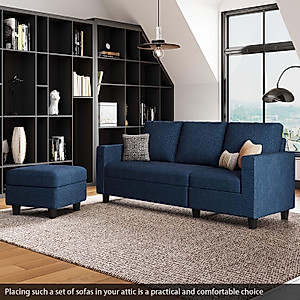 Belffin Convertible Sectional Sofa, L Shaped Modern Couch, Small Couch with Reversible Chaise for Living Room and Small Space, Navy Blue