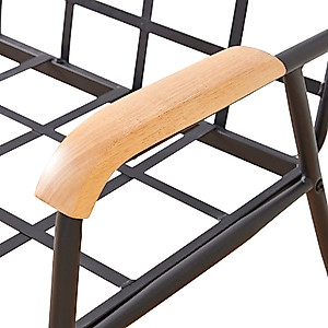 CLIPOP Mid Century Modern Accent Chair, Loveseat Sofa with Removable Backrest and Cushion, Upholstered Faux Leather Couch with Solid Wood Armrest Metal Frame Easy-Assembly, 43" W, Dark Brown