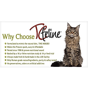 TCfeline RAW Cat Food Premix/Supplement to Make a Homemade, All Natural, Grain Free, Holistic Diet – Original Version with No Liver Egg Free Formula (Regular 14 oz)