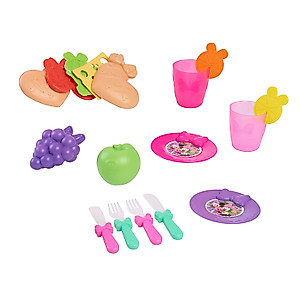 Disney Junior Minnie Mouse 18-piece Backpack Picnic Set, Dress Up and Pretend Play, Kids Toys for Ages 3 Up, Amazon Exclusive by Just Play