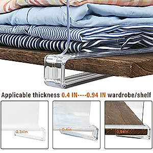 BVOPLME 4 Pack Acrylic Shelf Divider with 1 Pack Shirt Folding Board Set, Closets Shelf Organizer, Shelf Dividers for Closet Organization, Purses Closet Separators Shelf Organizer in Bedroom, Kitchen