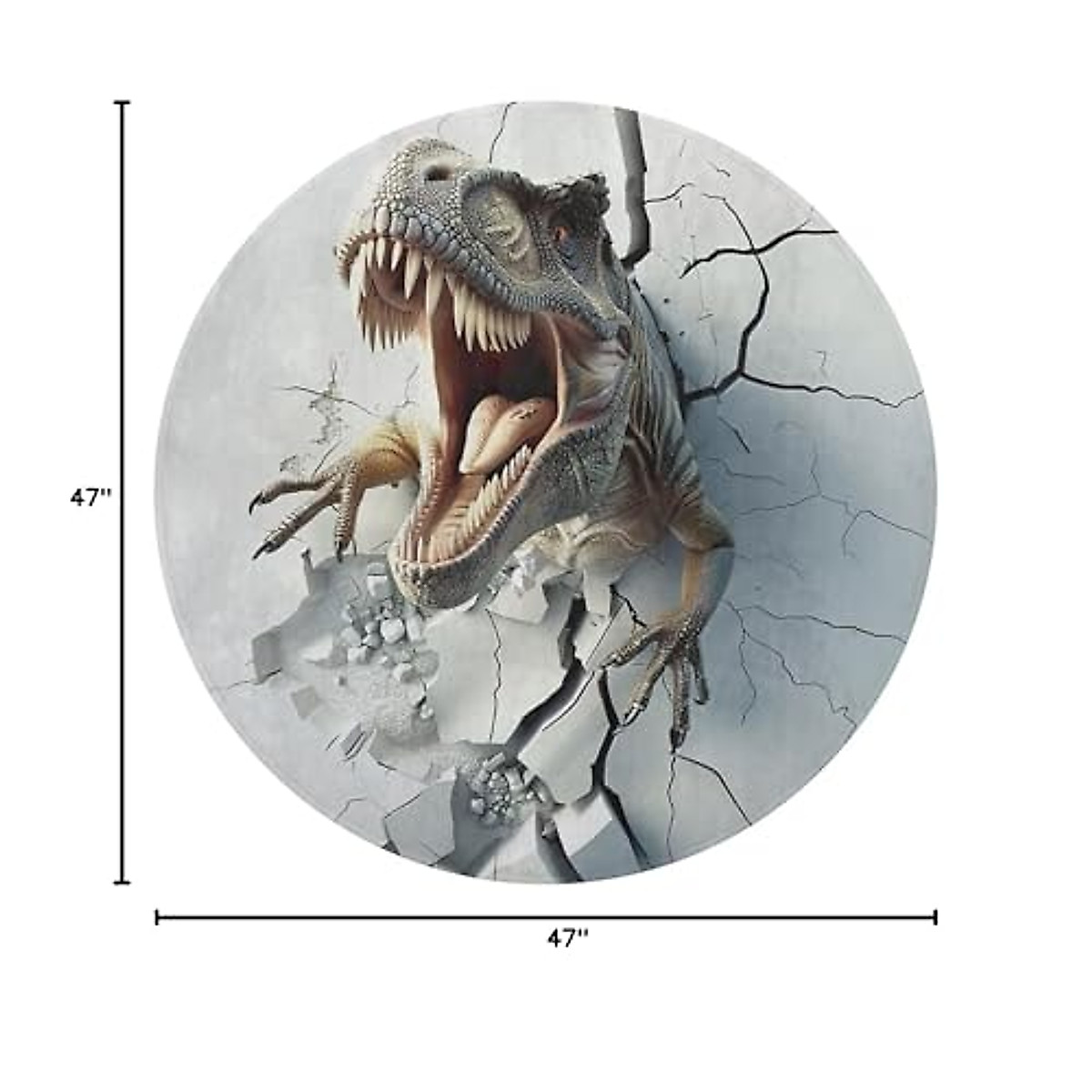 Printed rug, mid-century modern aesthetic 3D optical illusion rug, perforated animal dinosaur design rug, non-slip decorative floor mat for kids room, bathroom, living room, playroom 23.5Inches