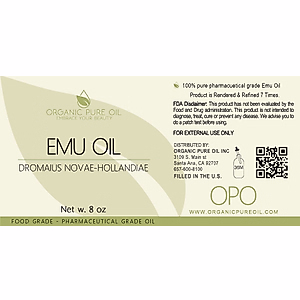 Australian Emu Oil - 7 Times Refined - 100% Pure Creamy Rendered Extra Strength Natural - 8 oz - Premium Grade A Hair Face Body Joint Muscle Hair Growth Beard Nail Cuticle - OPO - Packaging May Vary
