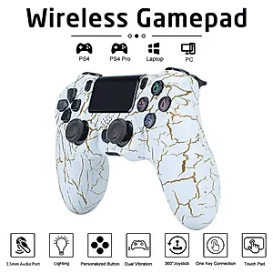 Controller for PS4 , Wireless Controller Compatible with PS4/PS4 Pro/PS4 Slim/PC with Touch Panel/Audio Function/6-Axies Sensor/Dual Vibration,600mAh Battery