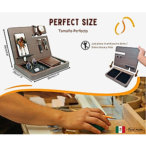 Namore | Gift for Men Husband, Anniversary, Birthday | Wood Phone Docking Station | Ideal as Office and Nightstand Organizer | Organize your Watch, Wallet, Cellphone, Keys, Airpods