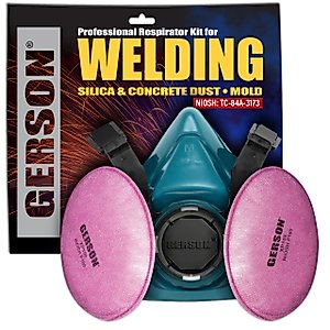 GERSON Industrial P100 Respirator Kit Welding, Silica & Concrete Dust, Mold (Medium)
