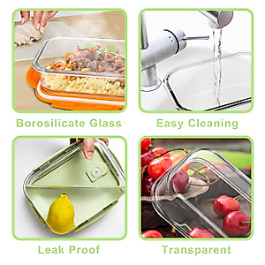 ZRRHOO 10 Pack Glass Meal Prep Containers with Lids, Food Storage Containers with Built in Vent, Airtight Bento Boxes for Lunch, BPA Free & Leak Proof (Black&White)