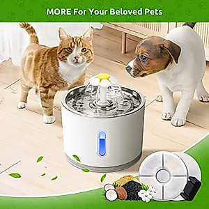 Cat Fountain Replacement Filter, 8-Pack Cat Water Fountain Filter & 4-Pack Pre-Filter Sponges for 81oz/2.4L Pet Fountain, Triple Filtration System Activated Carbon Filter for Cat Dog Water Dispensers