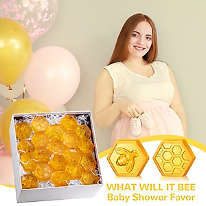 Buryeah 48 Set Bee Baby Shower Party Favors Including Honeycomb Soap with White Gift Bags and Thank Cards Gender Reveal Favors for Guest Girl Boys Birthday Honey Keepsake Decorations(Transparent Style)