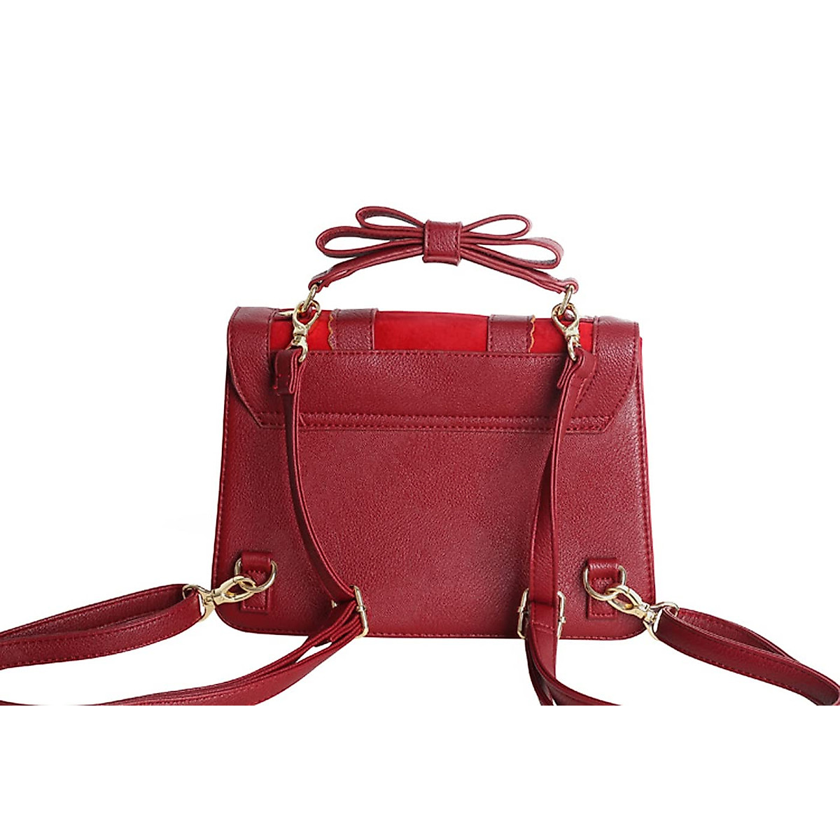 Cutemoria Women's Lolita Handbag Messenger Bag Japanese Cute Bowknot Ribbon Crossbody Bag Purse Vintage PU Leather Shoulder bag (Red)