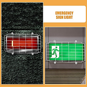 VANZACK 2pcs Exit Sign Damage Stopper Emergency Light Protection Wall Mount Air Conditioner Exit Sign Protector Metal Exit Sign Protective Coated Steel Wire Guard