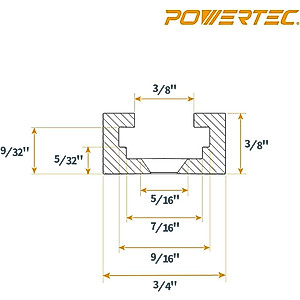 POWERTEC 71694 1-33/64" T-Track Inline and Short Stop Kit, T Track Stop Block for T-Track Woodworking, Sanding, and Routing, 4 Count, Pack of 1