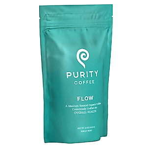 Purity Coffee FLOW Medium Roast Organic Coffee - USDA Certified Organic Specialty Grade Arabica Whole Bean Coffee - 12 oz Bag